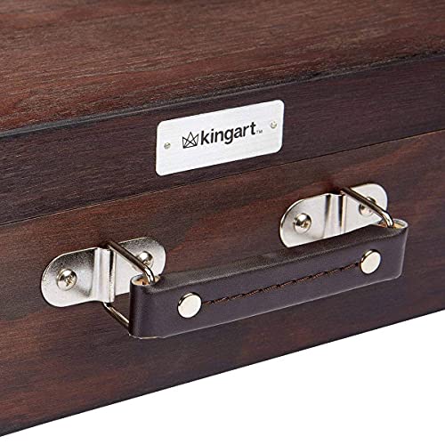 KINGART Studio Wood Art Storage Box, 2-Tier Case with 10 Dividers, Espresso Finish