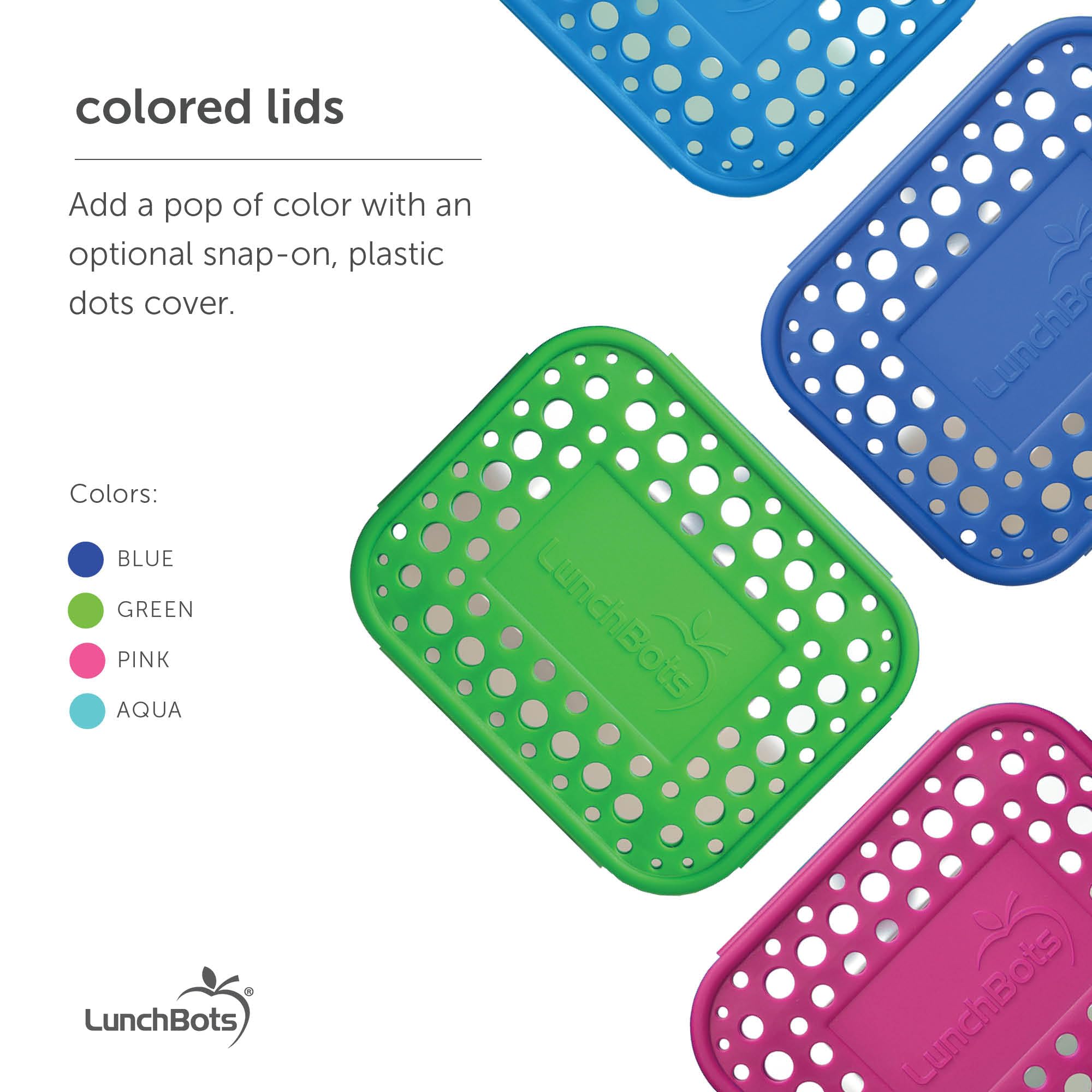 LunchBots Medium Trio II Snack Container - Divided Stainless Steel Food Container - Three Sections for Snacks On the Go - Eco-Friendly, Dishwasher Safe, BPA-Free - Stainless Lid - Aqua Dots