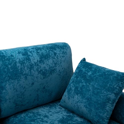 i-POOK 114.42" Polyester U Shaped Sectional Couch, 4 Seat Convertible Sofa with Removable Ottoman and 6.3" Thick Soft Cushion, Deep Seat Comfy Couches for Living Room, Teal Blue
