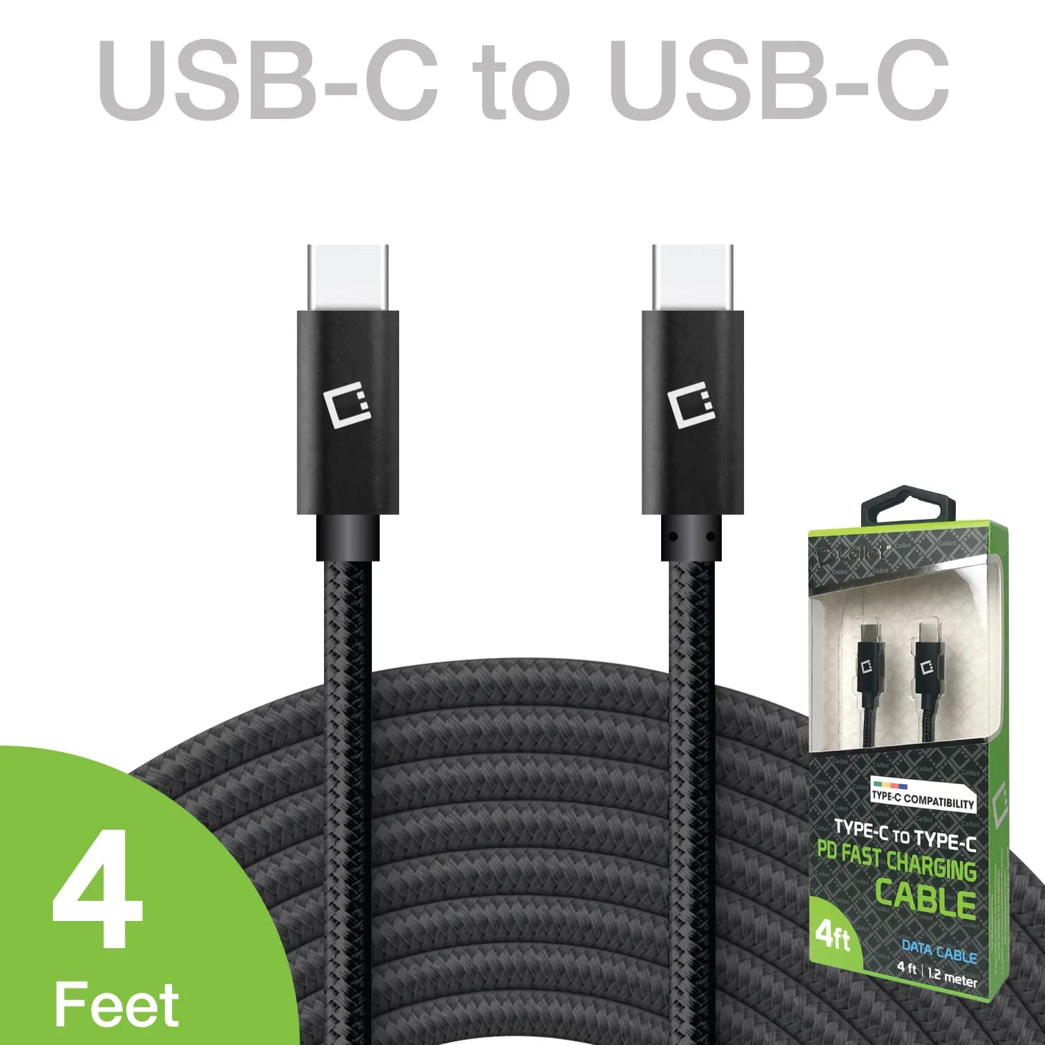 Dual USB-C/PD 60W Fast Charging Cord Compatible with vivo V20 2021 Plus 5Gbps Data Transfer for Power Delivery Hi Capacity Charging (Black)