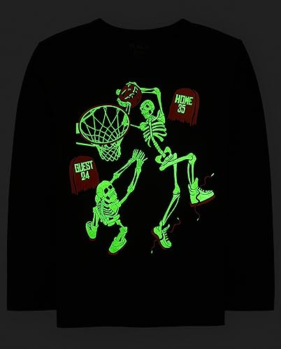 The Children's Place,Long Sleeve Halloween Graphic T-Shirt,Black,Medium (7/8)