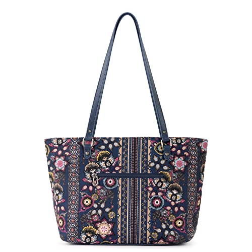Sakroots Tote Bag in Eco-Twill, Large & Roomy with Zip Closure, Sustainable & Durable Design, Lining Made from Recycled Materials, Navy Tapestry World