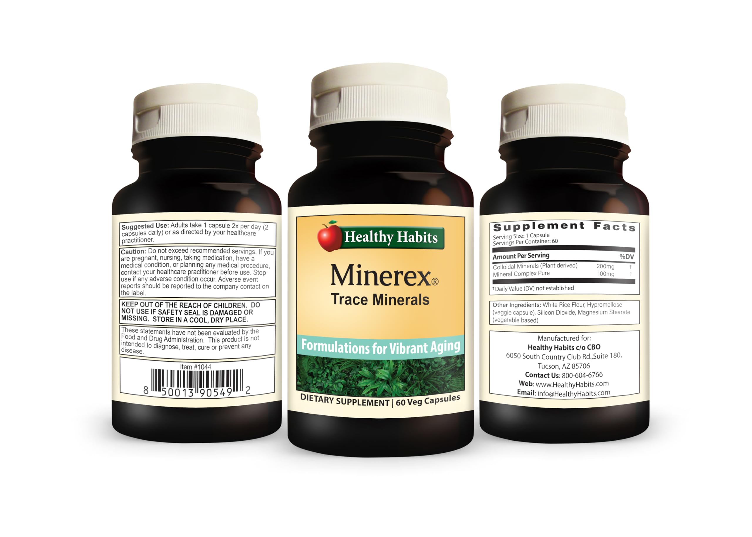 Healthy Habits MINEREX High Potency Complete Mineral Supplement with Sentramin Plant and Sea Bed Minerals derived from Senonian Vegetate 60-Count