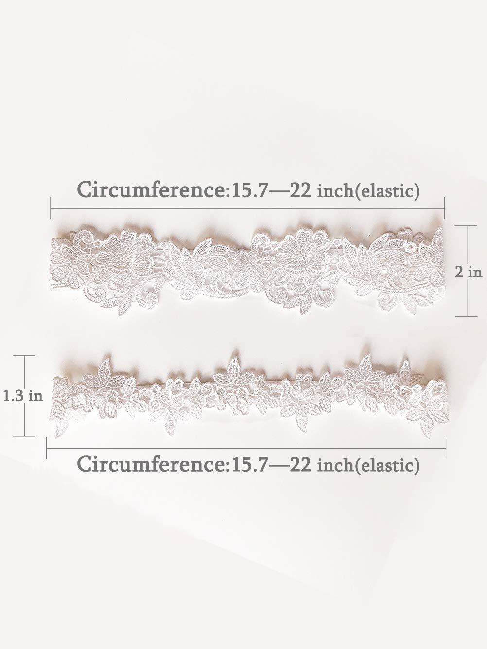 Kaei&Shi Wedding Garter,2 Pieces Lace Floral Bridal Garter For Bride White One Size