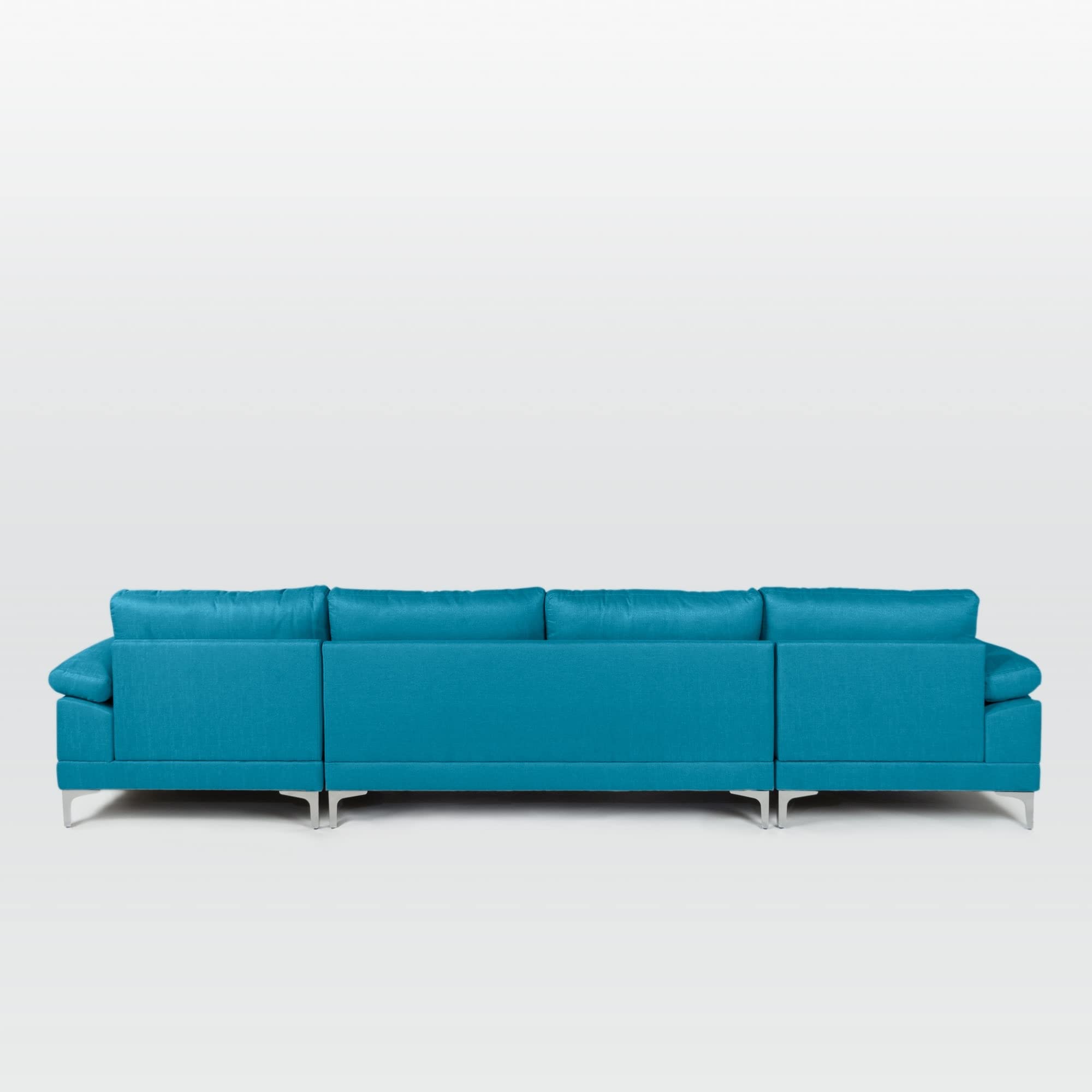 Casa Andrea Milano Modern Large Linen Fabric U-Shape Sectional Sofa, Double Extra Wide Chaise Lounge Couch