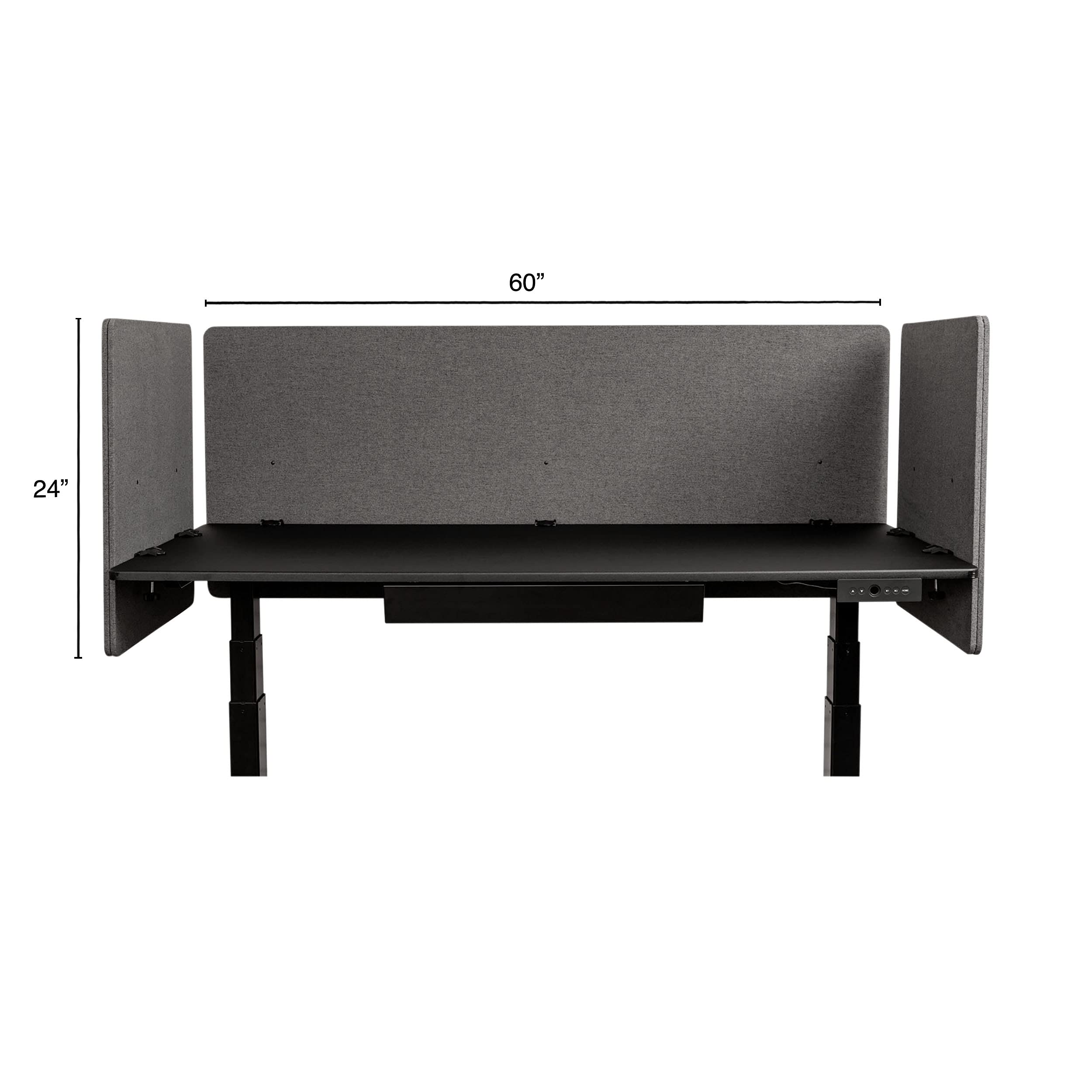 Stand Up Desk Store ReFocus Clamp-on Acoustic Desk Divider Privacy Panel That Reduces Noise and Visual Distractions (Ash Gray, 59" x 23.6, 23.6" x 23.6", & 23.6" x 23.6")