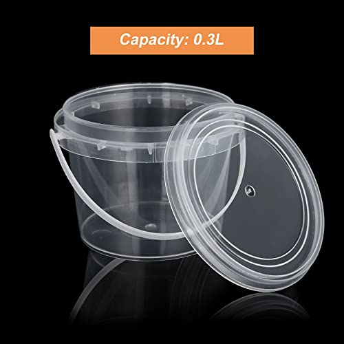 FVIEXE 50PCS Slime Containers with Lids 10oz, Plastic Clear Slime Storage Containers with Lids and Handles Small Toy Storage Case for DIY Slime Making Food Beauty Products