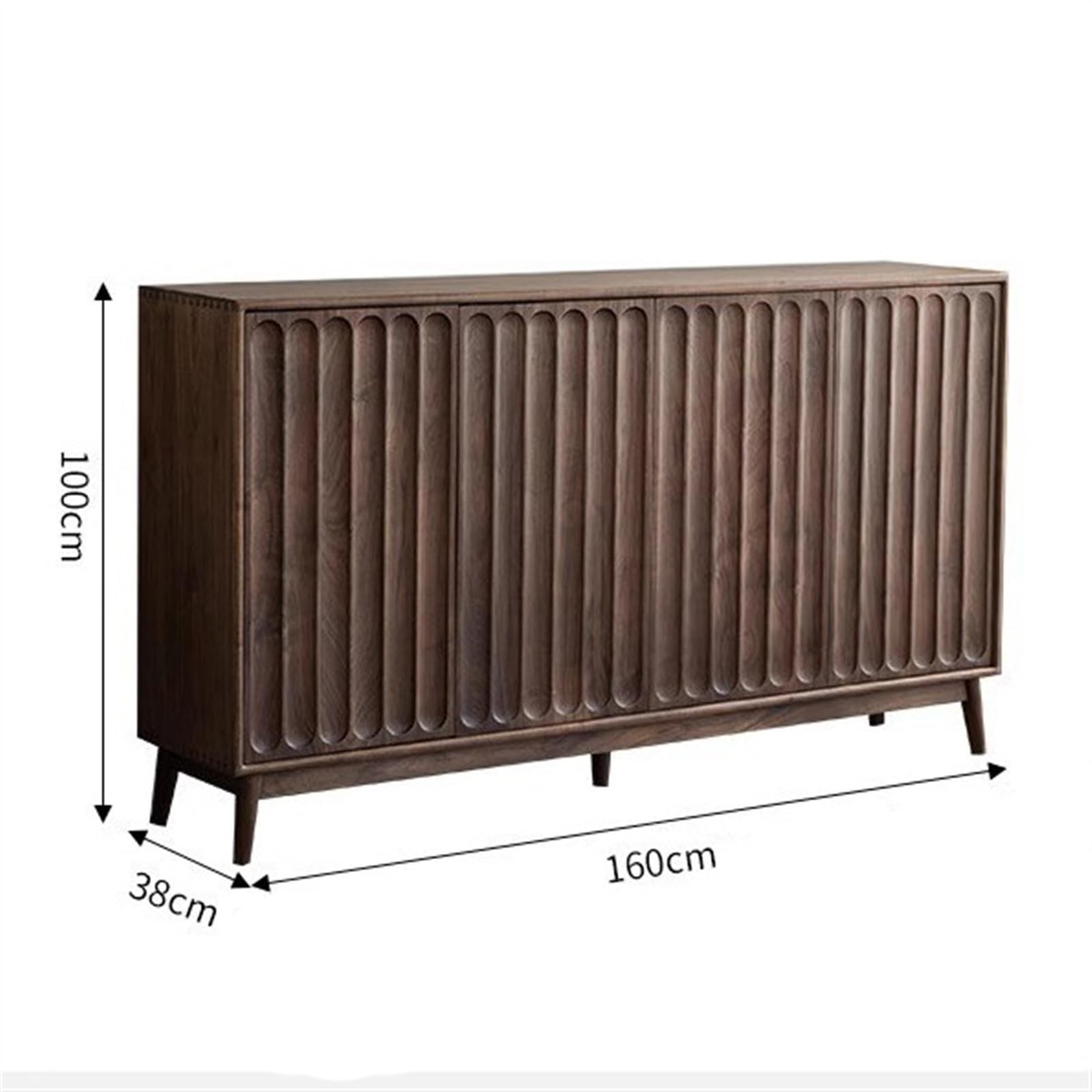 HARAY Shoe Rack 5-Tier Shoe Cabinet, Black Walnut Shoe Storage Cabinet w/ 4 Doors, Freestanding Sideboard Storage Cabinet Entryway, Living Room, Dining Room Shoe Storage Organizer (WANGJIANJUN2023)