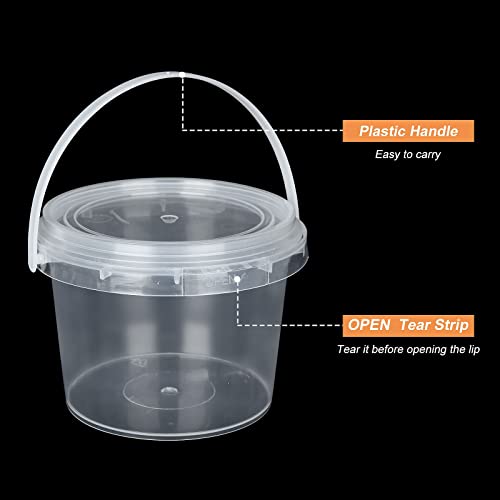 FVIEXE 50PCS Slime Containers with Lids 10oz, Plastic Clear Slime Storage Containers with Lids and Handles Small Toy Storage Case for DIY Slime Making Food Beauty Products