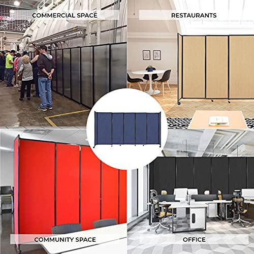 Versare Straightwall Sliding Portable Wall Partition | Freestanding Office Dividers | Locking Wheels | Temporary Room Separator | 7'2'' Wide x 7'6'' Tall Beige Fabric Panels