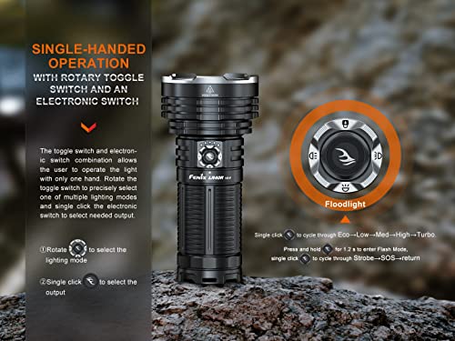 Fenix LR40R V2.0 15,000 Lumen Super Bright Flashlight, USB-C Fast Charging Rechargeable Long Throw Searchlight with Floodlight and Spotlight and Lumentac Organizer