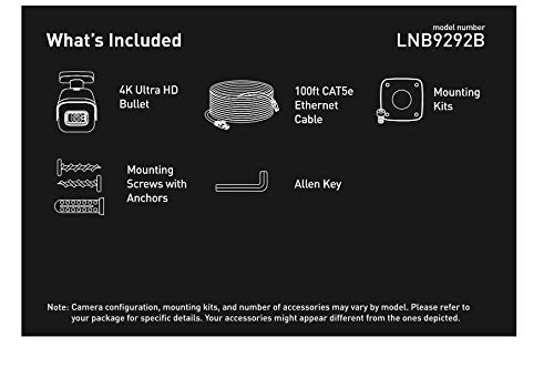 Lorex LNB9292B 4K (8MP) Motorized Varifocal Smart IP Black Security Camera with 4X Optical Zoom and Real-Time 30FPS Recording, 150ft Night Vision, IP67, White, Camera Only (M. ) (Renewed)
