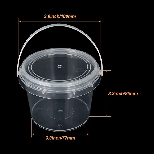 FVIEXE 50PCS Slime Containers with Lids 10oz, Plastic Clear Slime Storage Containers with Lids and Handles Small Toy Storage Case for DIY Slime Making Food Beauty Products