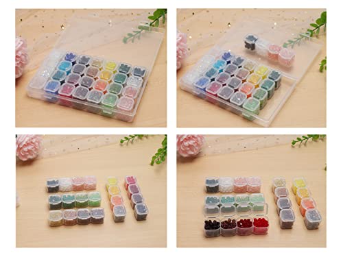 JESEP YONG 112 Slots 4 Pack 28 Grids Plastic Organizer Box Clear Beads Storage Container Jewelry Case for Art DIY Crafts , Nail Diamonds ,Jewelry , Painting