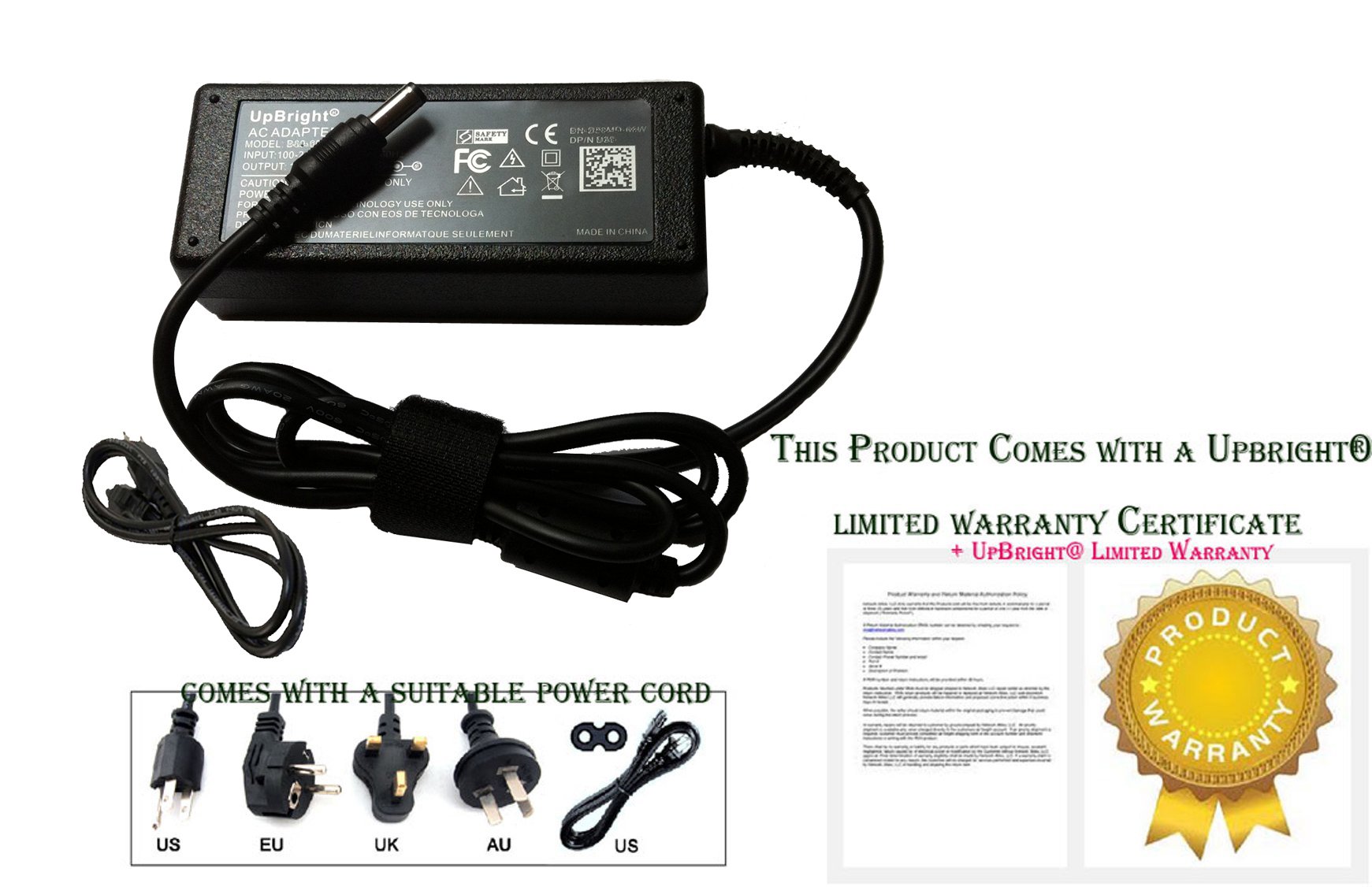 UpBright 12V 5A 60W AC/DC Adapter + 8 way splitter Compatible with Premium 5Amp Night Owl Cameras Q-See Lorex CCTV Camera Zmodo Swann IR Security Camera 12VDC DC12V Power Supply Cord Cable Charger PSU