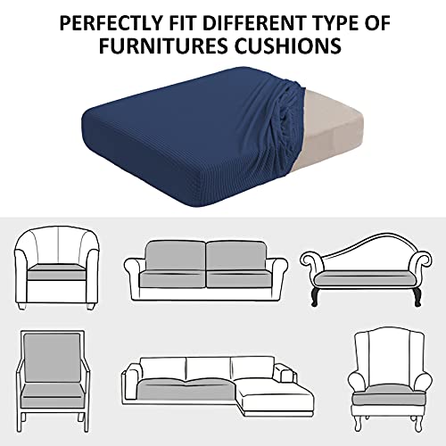 NC HOME Water Repellent Individual Couch Cushion Slipcovers, Sofa Slip Covers for Loveseat Couch Cushion, Camper Dinette Cushion Covers, Washable (2 Pieces, Navy)
