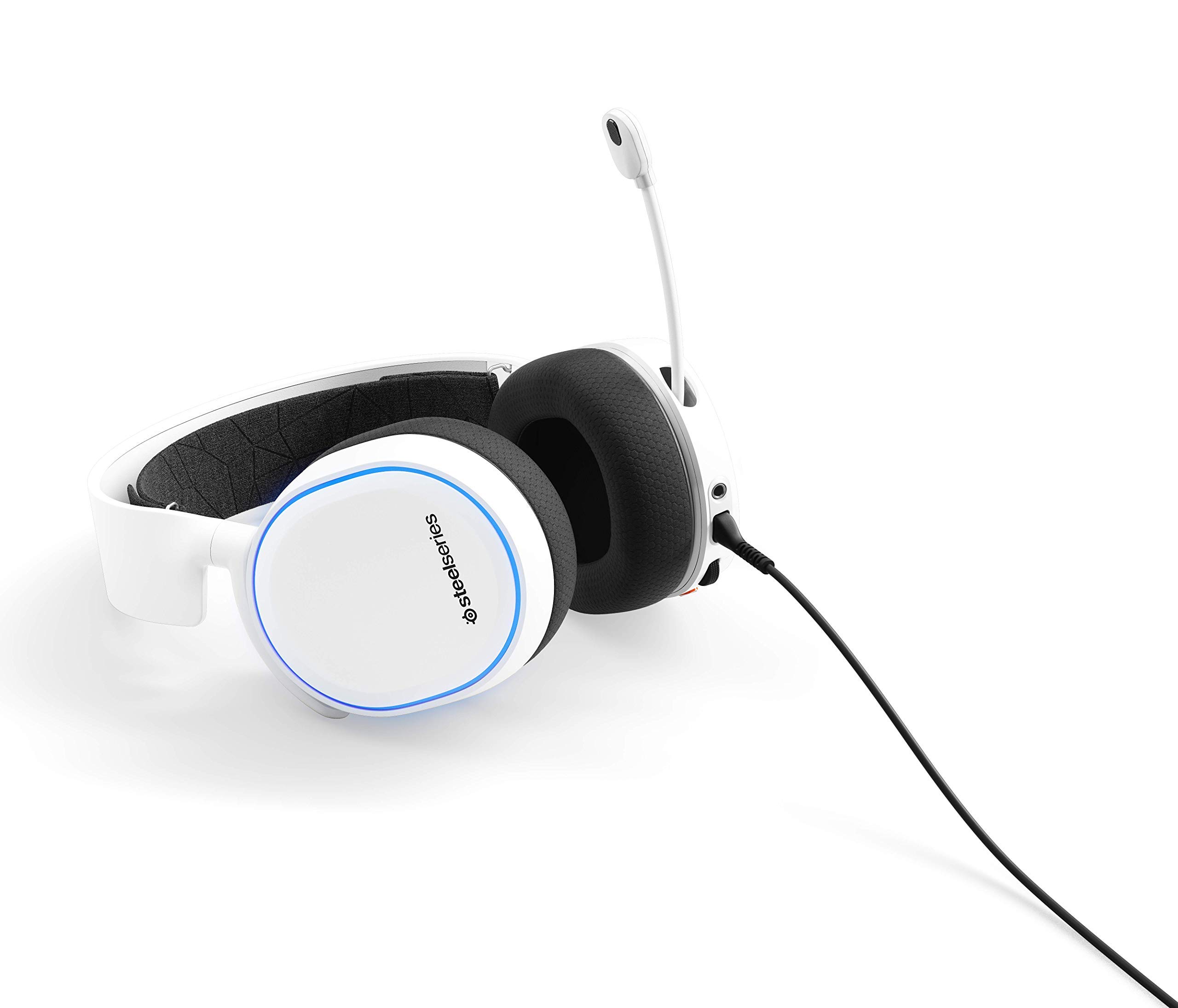 SteelSeries Arctis 5 (2019 Edition) RGB Illuminated Gaming Headset with DTS Headphone:X v2.0 Surround for PC and PlayStation 4 - White (Renewed)
