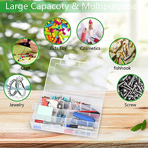 Gbivbe Large 24 Grids Plastic Organizer Box Adjustable Dividers,Clear Storage Box for Jewelry, Art DIY Crafts, Washi Tapes, Beads and Small Parts(2 Pack)