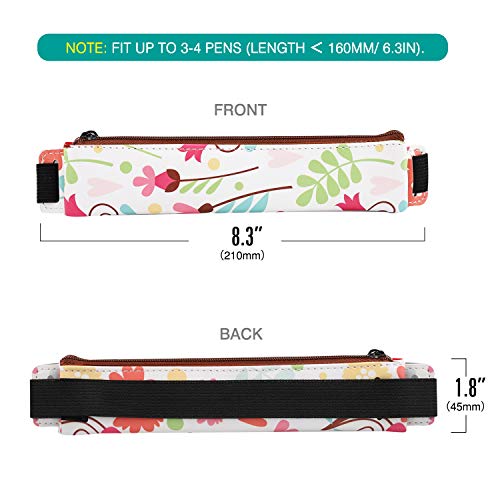 MoKo Pencil Case (2 Pack), PU Leather Pen Pencil Pouch Holder Stationery Zipper Bag with Elastic Strap for Pens, Pencils, Markers, Eraser - Printing & Gold Pink