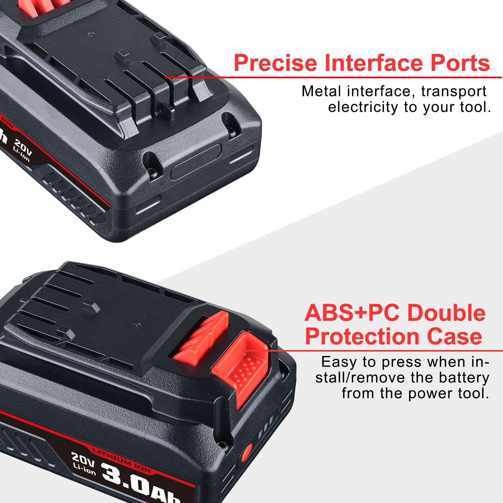 VANTTECH 2Pack V20 3.0Ah 20V Lithium Replacement for Craftsman 20V MAX Battery CMCB202 CMCB201 CMCB204 CMCB205 CMCB204-2 CMCB206 CMCS500B Compatible with Craftsman V20 Cordless Power Tools.
