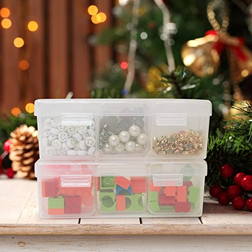 SKYVAN 12pcs Mini Clear Plastic Beads Storage Box Small Empty Organizer Box with Hinged Lid for Storage of Small Items, Jewelry,Hardware,DIY Art Craft Accessory (2.12 x 2.12 x 0.79 inch)