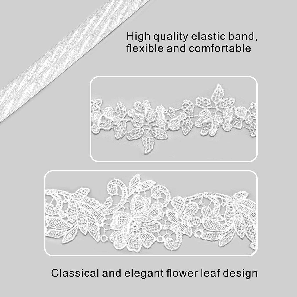 Wedding Garters for Bride Garter Set for Bride Wedding Garter Belts Lace Bridal Garter 2 Piece Plus Size (White, S)