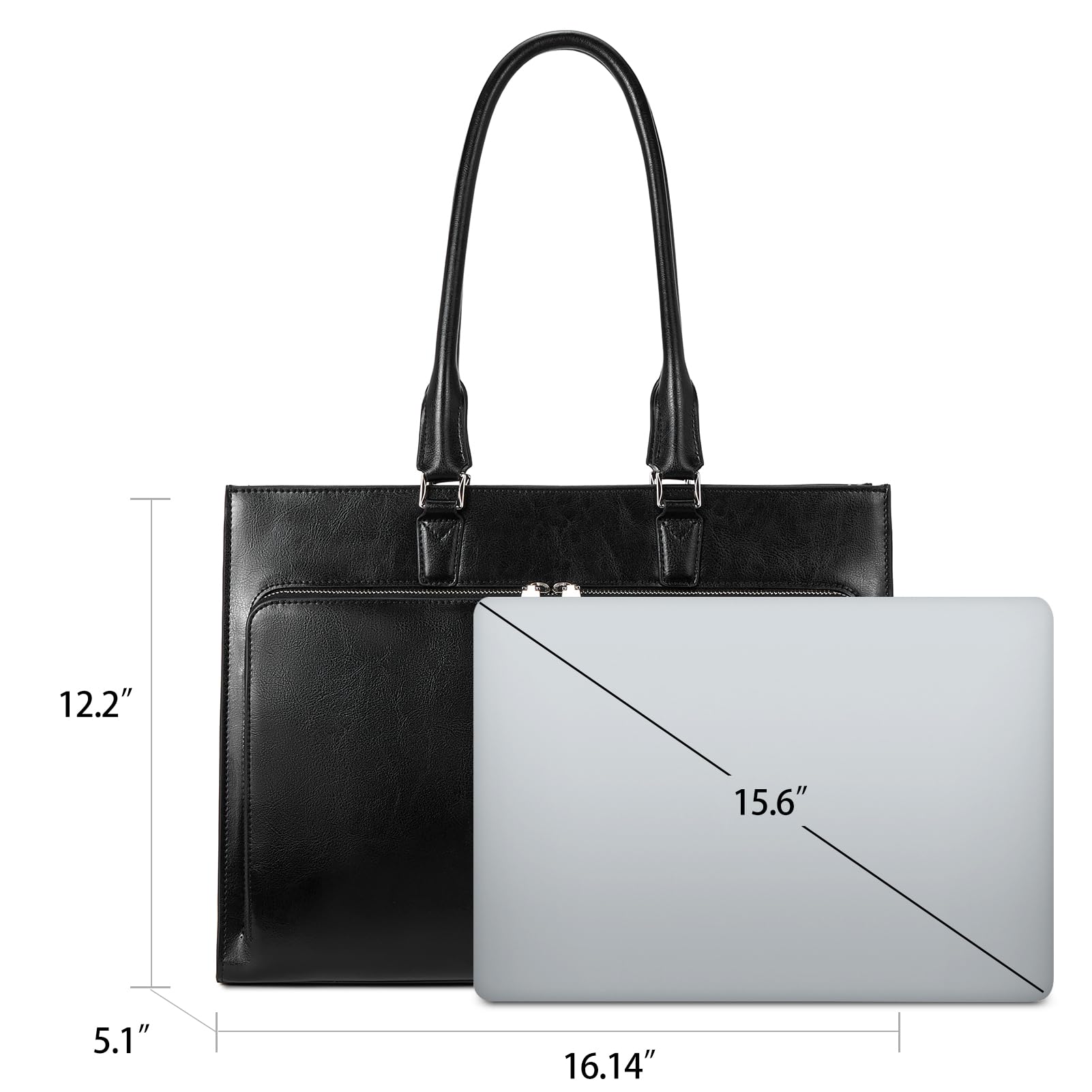 BOSTANTEN Leather Briefcase for Women Vintage 15.6 inch Laptop Bag for Women Business Shoulder Handbag Black