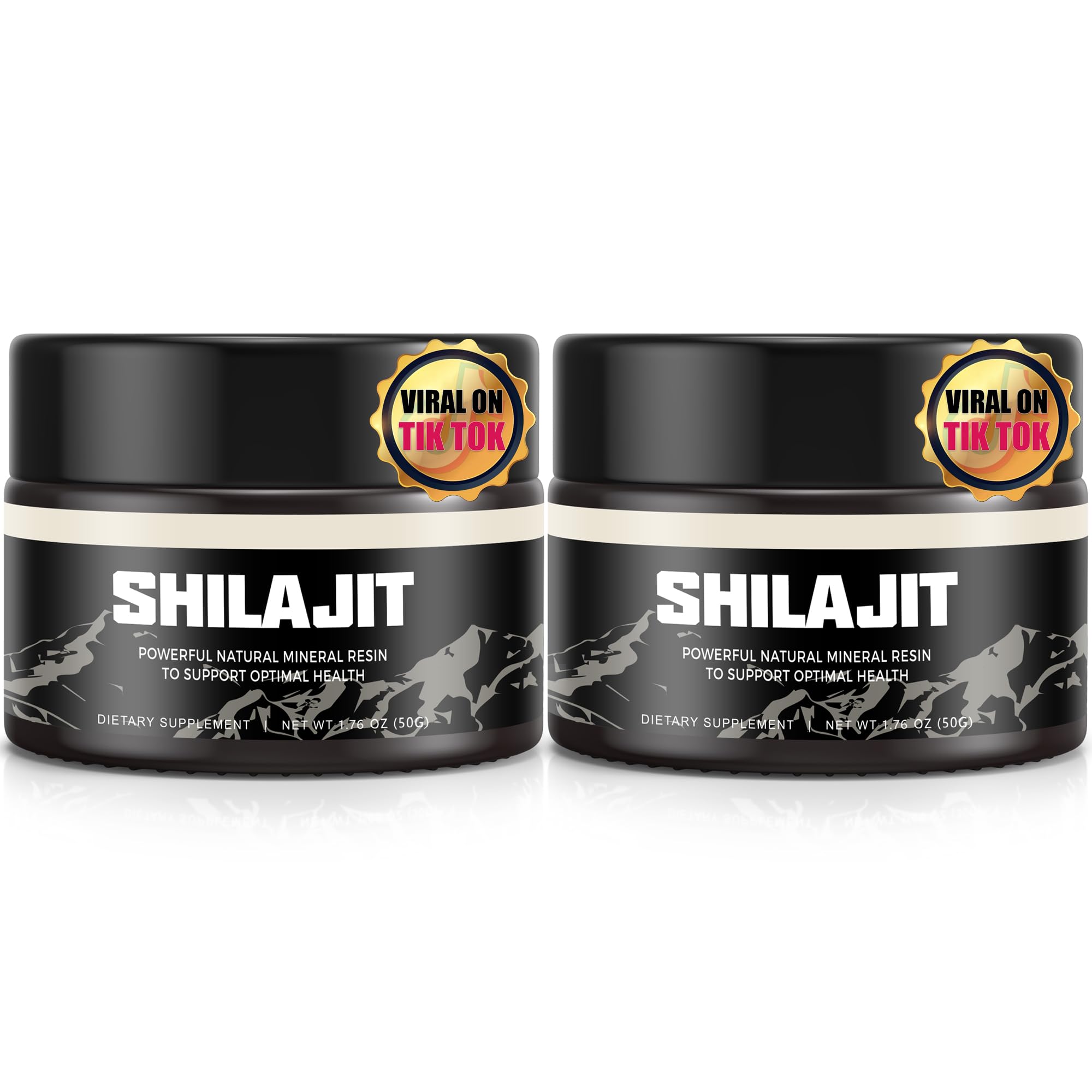 Shilajit Pure Himalayan Organic Shilajit Resin - Gold Grade 100% Shilajit Supplement - Natural Shilajit Resin with 85+ Trace Minerals & Fulvic Acid for Focus & Energy, Immunity, 50 Grams (2 Pack)