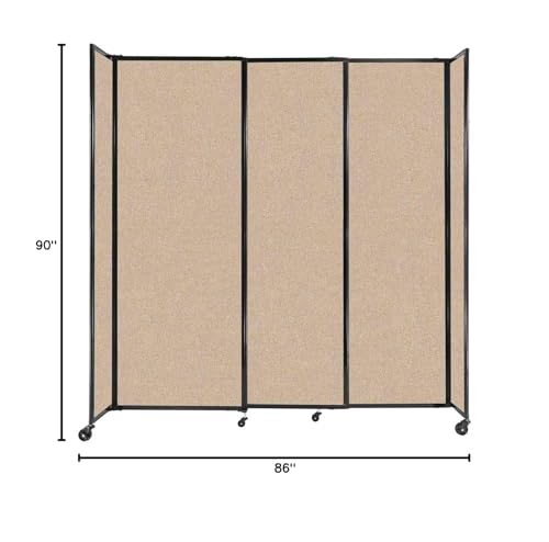 Versare Straightwall Sliding Portable Wall Partition | Freestanding Office Dividers | Locking Wheels | Temporary Room Separator | 7'2'' Wide x 7'6'' Tall Beige Fabric Panels