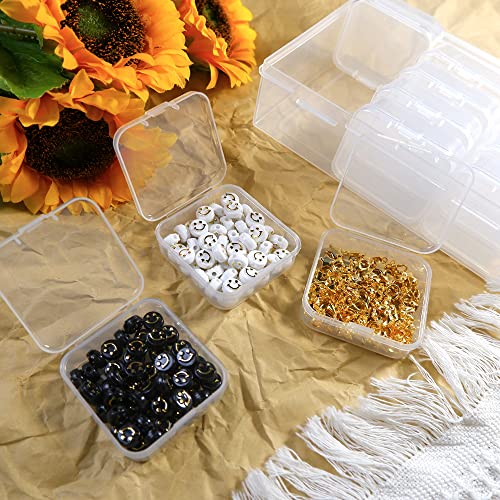 SKYVAN 12pcs Mini Clear Plastic Beads Storage Box Small Empty Organizer Box with Hinged Lid for Storage of Small Items, Jewelry,Hardware,DIY Art Craft Accessory (2.12 x 2.12 x 0.79 inch)