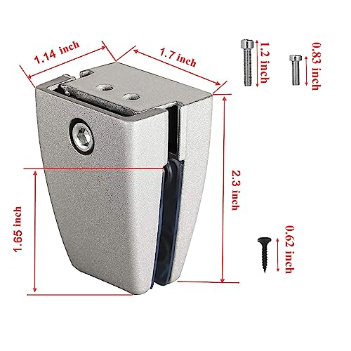 Jhanw Office Desk Divider Clips 4 Pcs, Desk Partition Support Clips for 1/8" To 1" Thick Panels, Aluminum Sneeze Guard Support Clips, Grey Desk Clamps for Acrylic, Plexiglass, and Wooden Panels