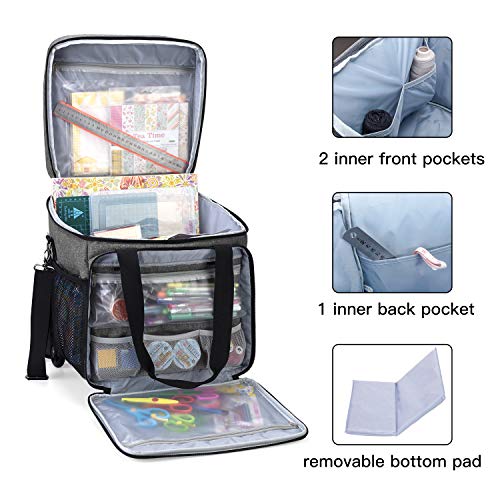 Luxja Rolling Scrapbook Tote, Scrapbook Bag with Detachable Dolly (Patented Design), Gray