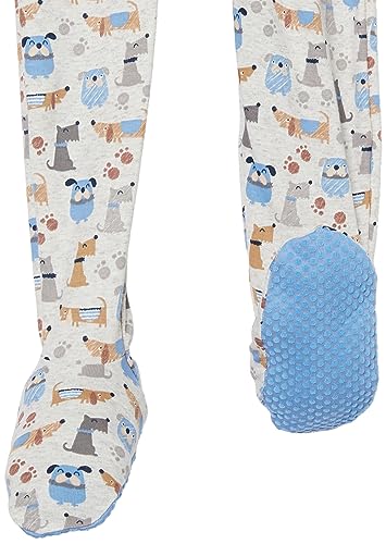 The Children's Place,and Toddler Snug Fit 100% Cotton Zip-Front One Piece Footed Pajamas 2-Pack,DOGS_HT LUNAR | GRIPPER DOT_PUFF DTM PRINT | JOHNSON PLAID_FEDERAL BLUE | LT BLUE OXFORD,2T