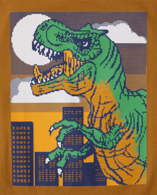 The Children's Place,Short Sleeve Dinosaur Graphic T-Shirt,Honey Comb,Medium (7/8)