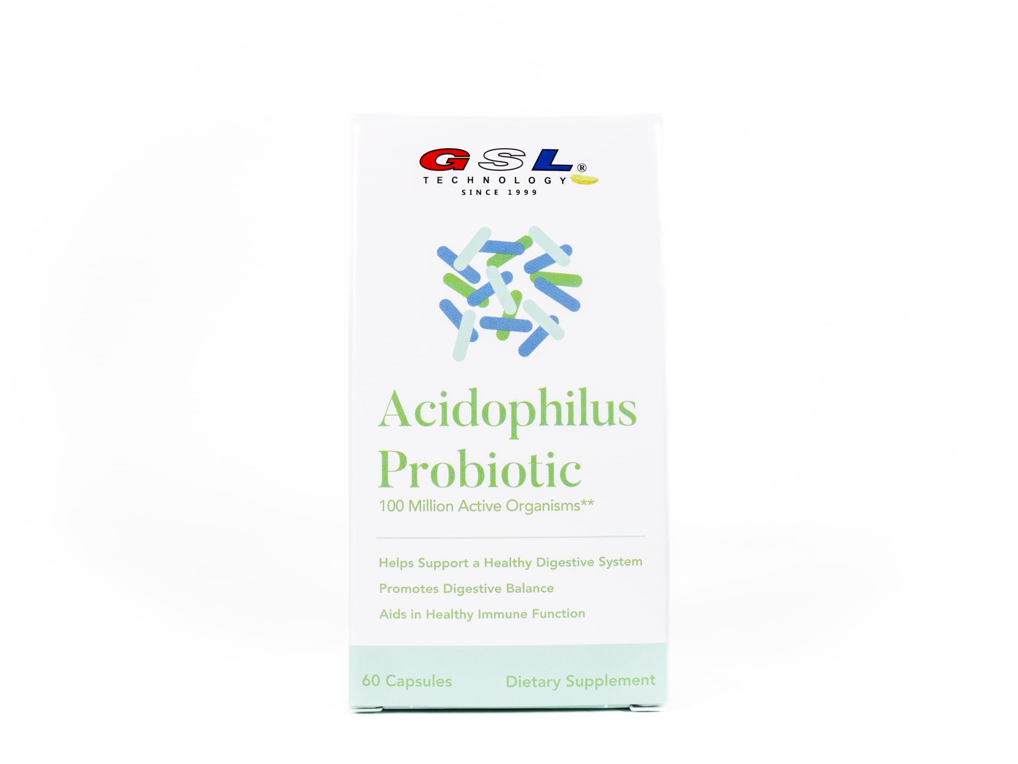 GSL Technology | Acidophilus Probiotic | 100 Million Active Organisms | Dietary Supplement for Gut Health | Made in The USA | 3 Pack of 60 Count (180 Capsules Total)