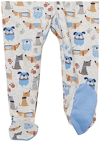 The Children's Place,and Toddler Snug Fit 100% Cotton Zip-Front One Piece Footed Pajamas 2-Pack,DOGS_HT LUNAR | GRIPPER DOT_PUFF DTM PRINT | JOHNSON PLAID_FEDERAL BLUE | LT BLUE OXFORD,2T