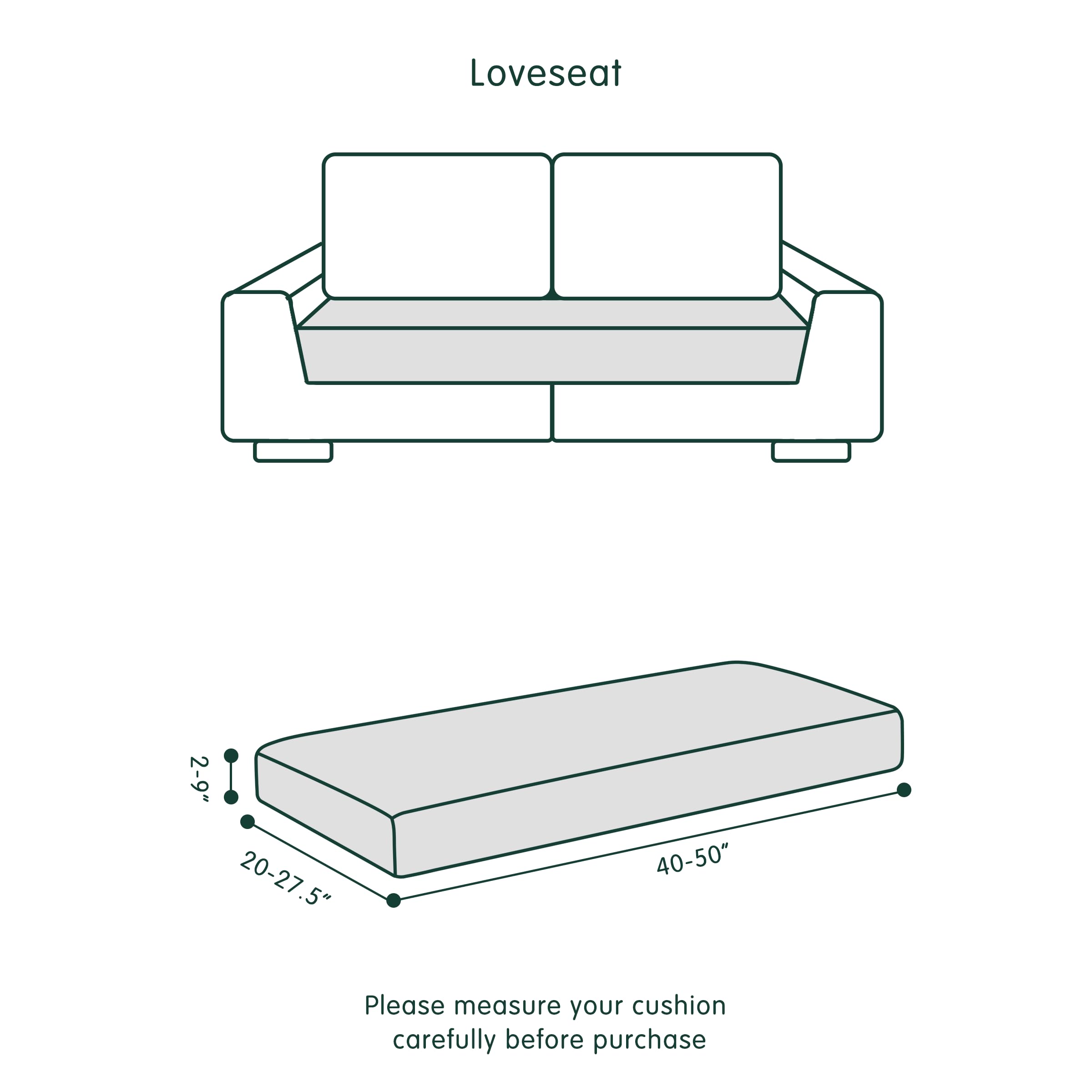 CHUN YI Stretch Loveseat Couch Cushion Cover Suitable for 2 Settee, Sofa Seat Slipcover with Spandex Jacquard Fabric(Medium,Grey)