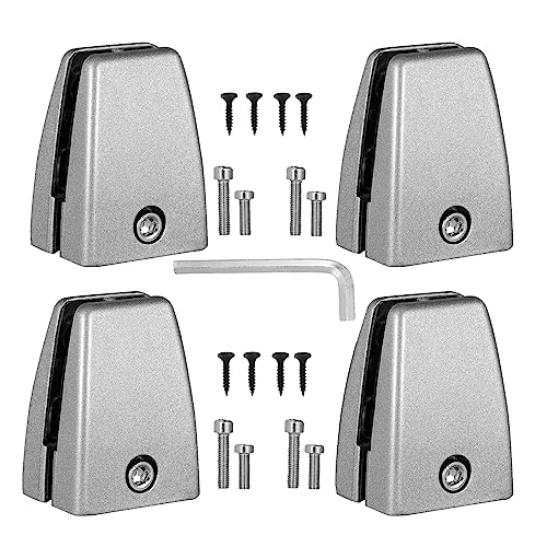 Jhanw Office Desk Divider Clips 4 Pcs, Desk Partition Support Clips for 1/8" To 1" Thick Panels, Aluminum Sneeze Guard Support Clips, Grey Desk Clamps for Acrylic, Plexiglass, and Wooden Panels