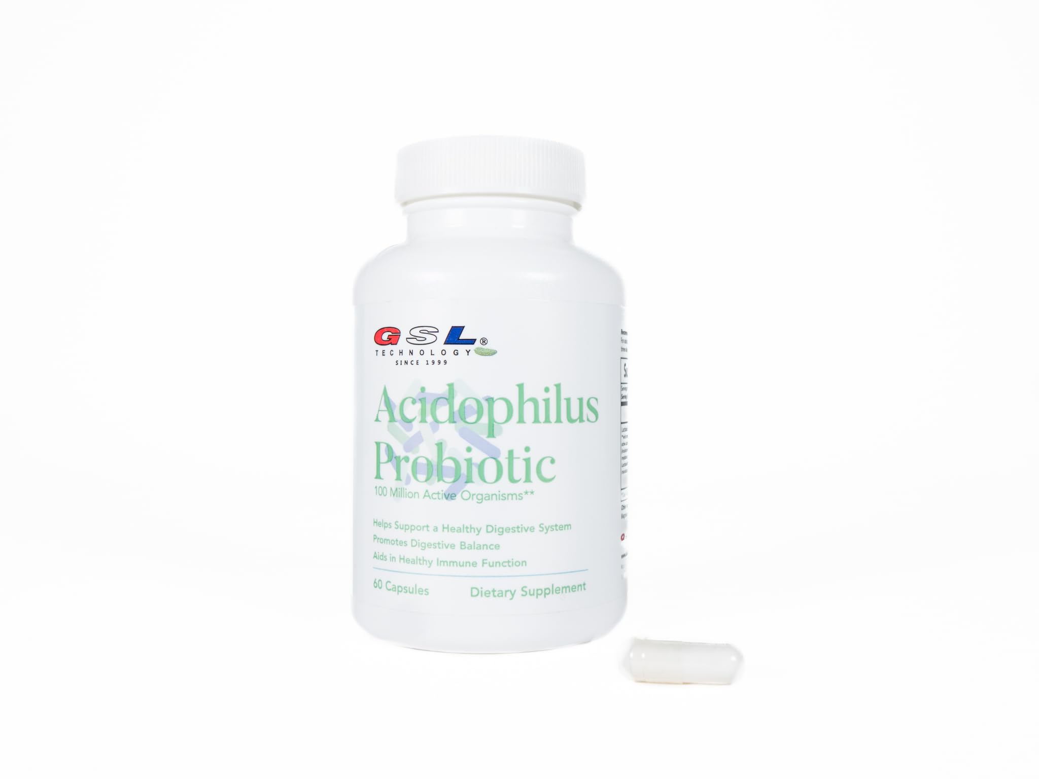 GSL Technology | Acidophilus Probiotic | 100 Million Active Organisms | Dietary Supplement for Gut Health | Made in The USA | 3 Pack of 60 Count (180 Capsules Total)