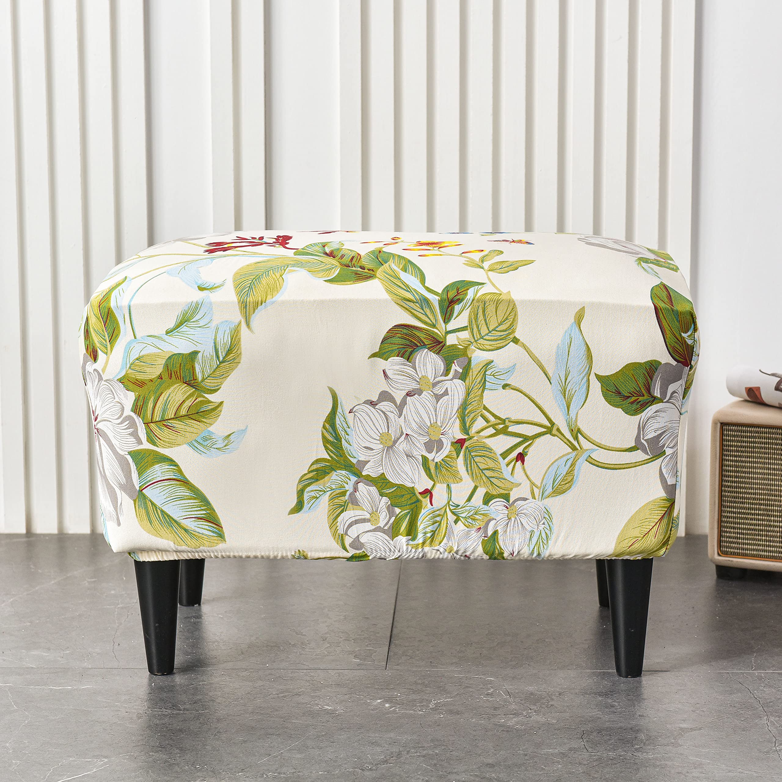 CRFATOP Ottoman Chair Cover X-Large Ottoman Chair Slipcovers Printed Rectangle Storage Stool Cover Stretch Footstool Footrest Sofa Slipcovers with Elastic Bottom,30