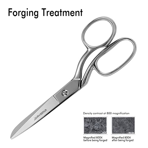 JARVISTAR 8” All Purpose Fabric Tailor Scissors Heavy Duty, Sharp Bent Dressmaker Shears and 4" Precision Small Pointed Embroidery Scissors for Crafts, Thread Needlework, Sewing &Yarn, Stainless Steel