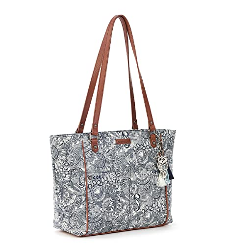 Sakroots Womens Metro Tote Bag in Coated Canvas Large Roomy with Zip Closure Sustainable Durable Design Linin, Navy Spirit Desert, One Size US