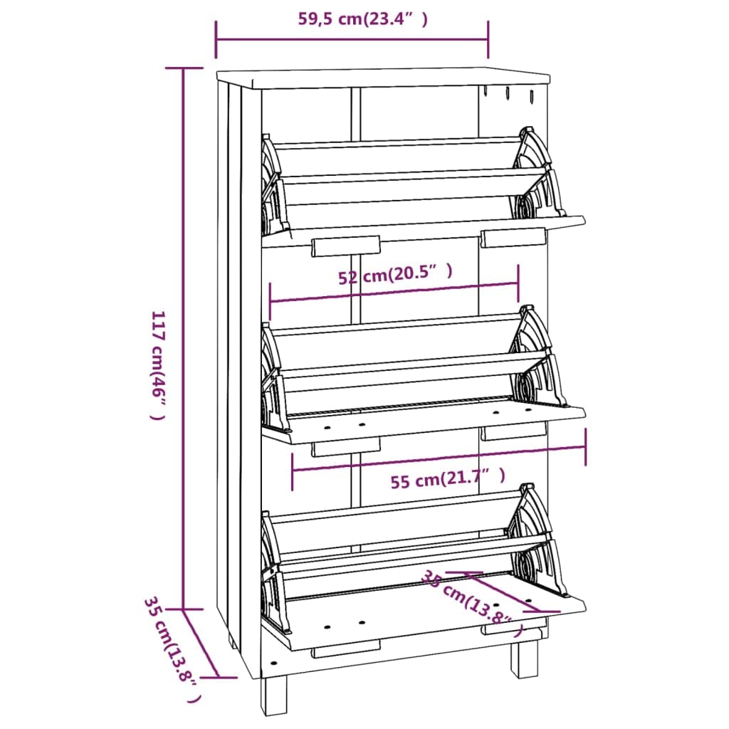WEMYUFURN Shoe Cabinet Solid Wood Pine - Space-Saving Shoe Organizer - Shoe Rack for Closet, Entryway or Bedroom