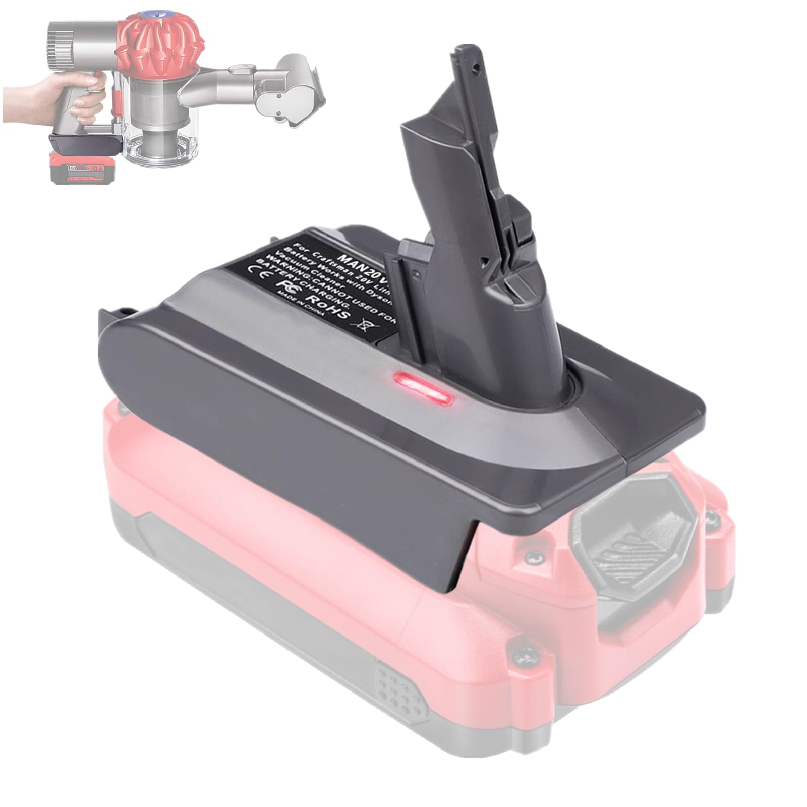V7 Adapter for Craftsman 20V Battery Work for Dyson V7 Compatible with SV11 V7 Motorhead V7 Animal V7 Trigger V7 HEPA V7 Car+Boat V7 Absolute Handheld Vacuum Cleaners