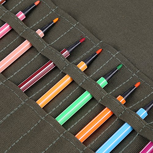 Paint Brush Bag, 30 Slots Larger Roll Up Pen Holder Canvas Pouch for Draw Pen Watercolor Oil Brushes