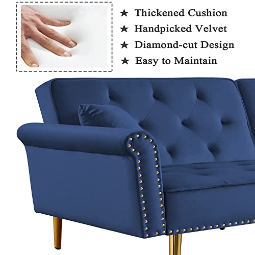 Lin-Utrend U Shape Sectional Sofa, 110” Modern Chenille Fabric Modular Couch,Extra Wide Sofa with Reversible Chaise Lounge and Golden Legs, 4 Seat Sectional Couch for Living Room (L-Shaped Blue)