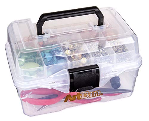 ArtBin 6890AG Small Project Box, Portable Art & Craft Organizer with Lift-Out Tray, [1] Plastic Storage Case, Clear