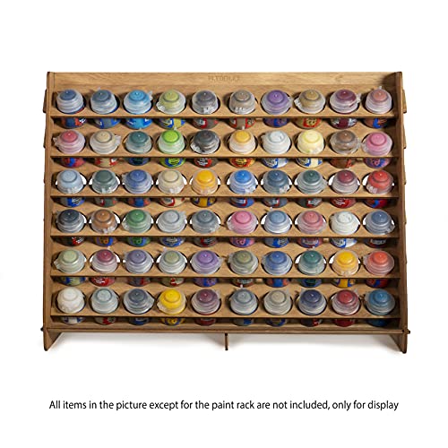 Plydolex Citadel Paint Rack Organizer with 60 Holes for Miniature Paint Set - Wall-mounted Wooden Craft Paint Storage Rack - Craft Paint Holder Rack 16x5.2x12.6 inch