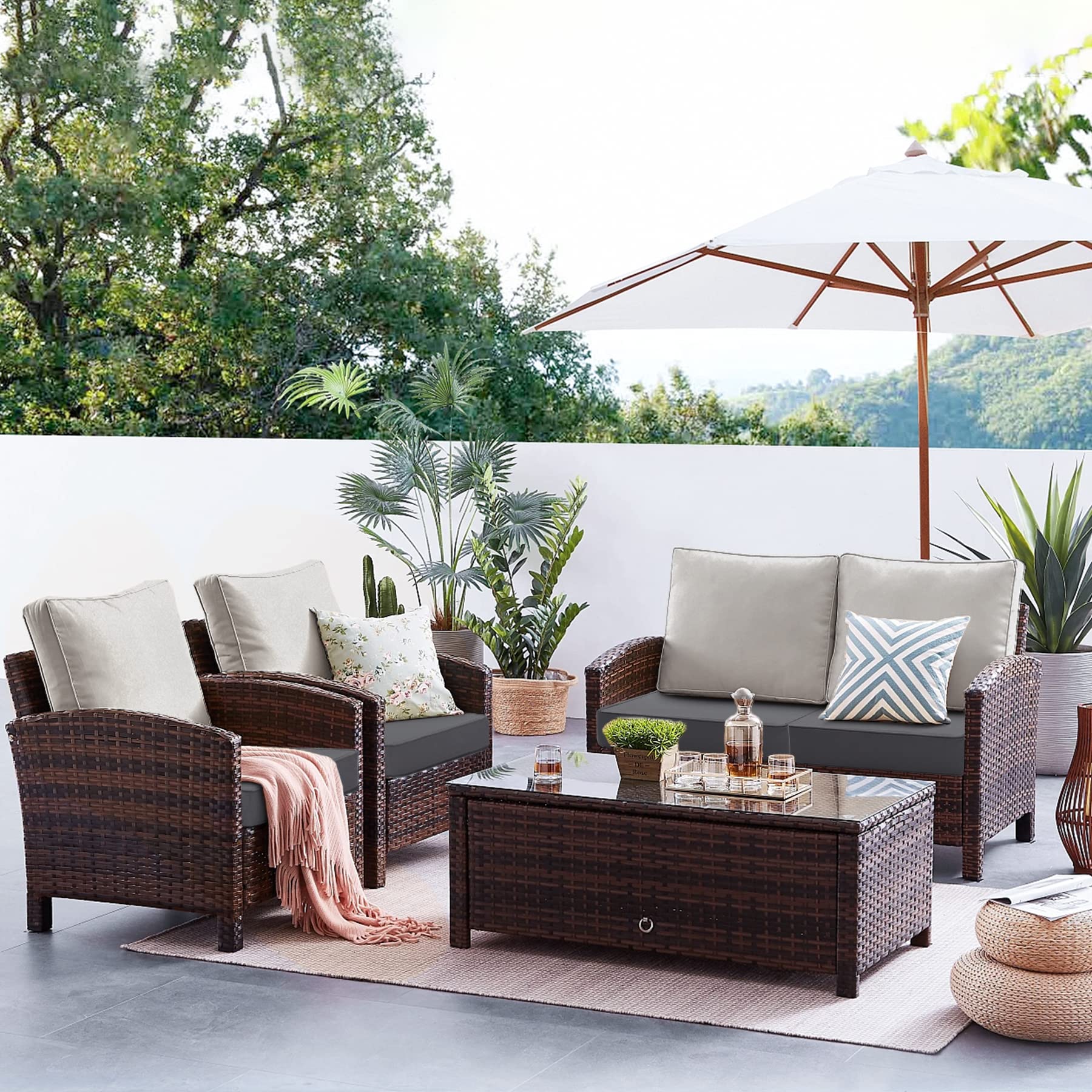 Favoyard Patio Chair Cushions 22 x 22 x 3 Inch Waterproof Outdoor Seat Cushions for Patio Furniture 3-Year Color Fastness Garden Sofa Couch Pads with Handle & Adjustable Straps Set of 2, Dark Grey