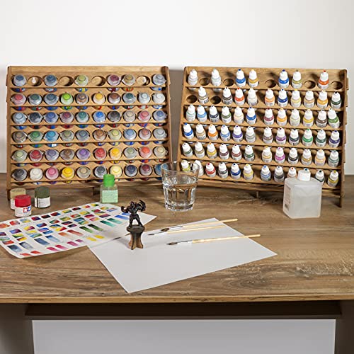 Plydolex Citadel Paint Rack Organizer with 60 Holes for Miniature Paint Set - Wall-mounted Wooden Craft Paint Storage Rack - Craft Paint Holder Rack 16x5.2x12.6 inch